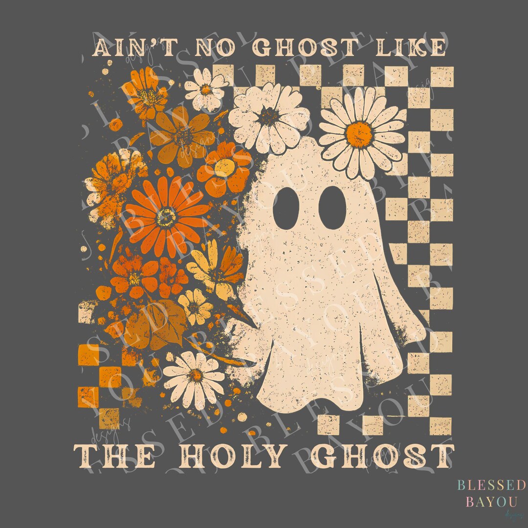 Retro Holy Ghost Christian T-shirt Design: Halloween PNG (digital ...