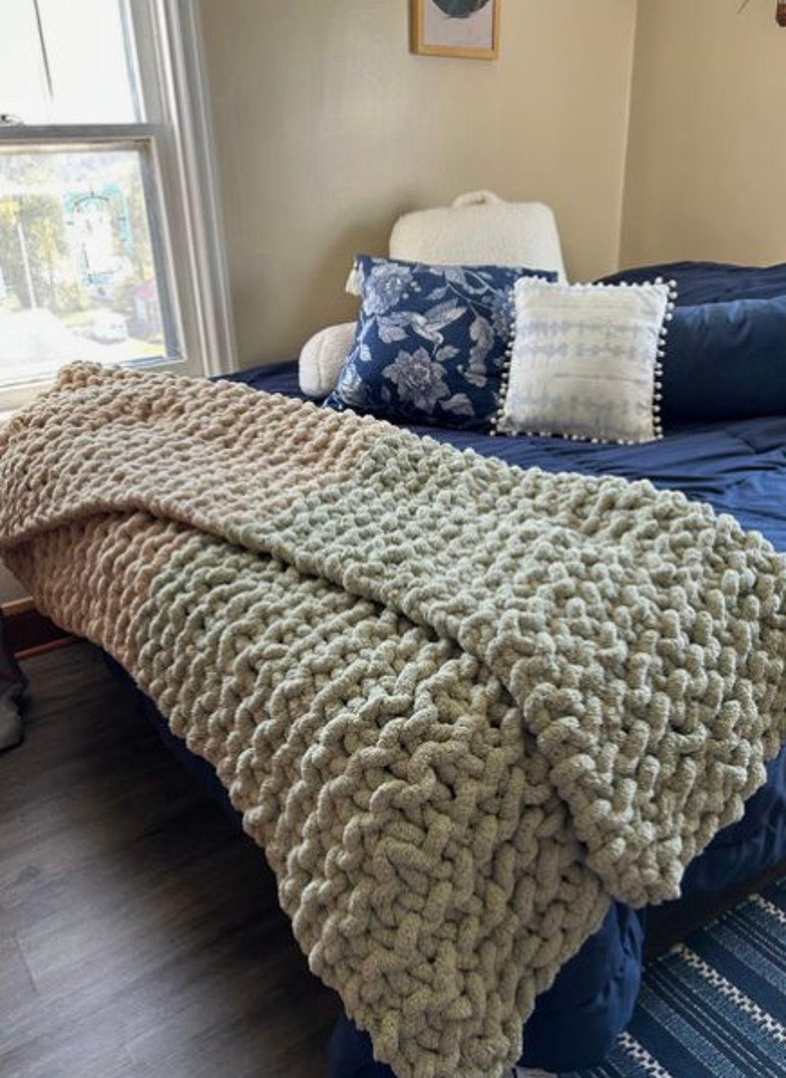 PDF Pattern Tutorial: Chunky Knit Throw Blanket | Cozy Handmade Craft ...