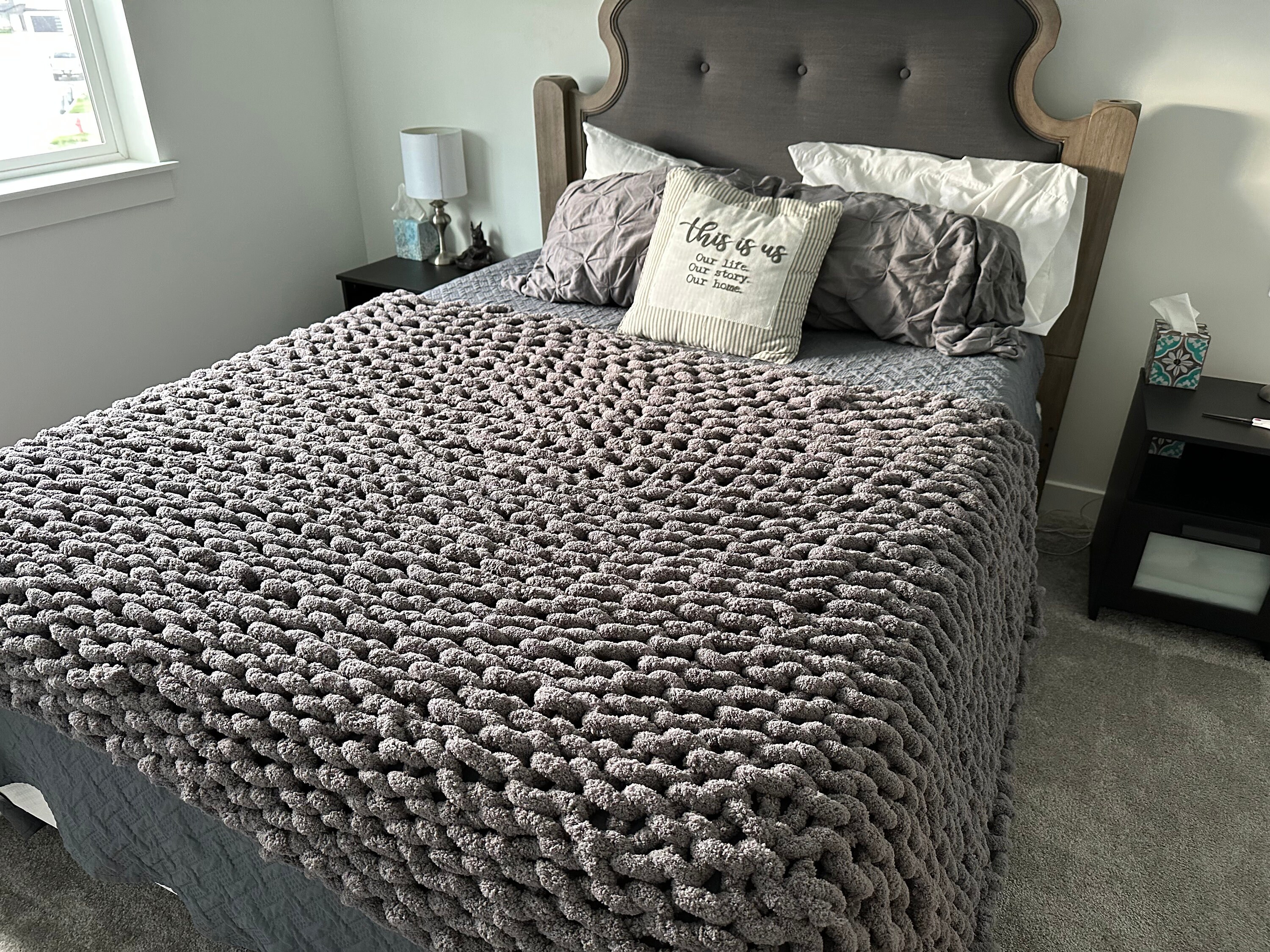 Queen Size Hand Knit Chunky Knit Blanket Soft Chenille Throw Christmas ...