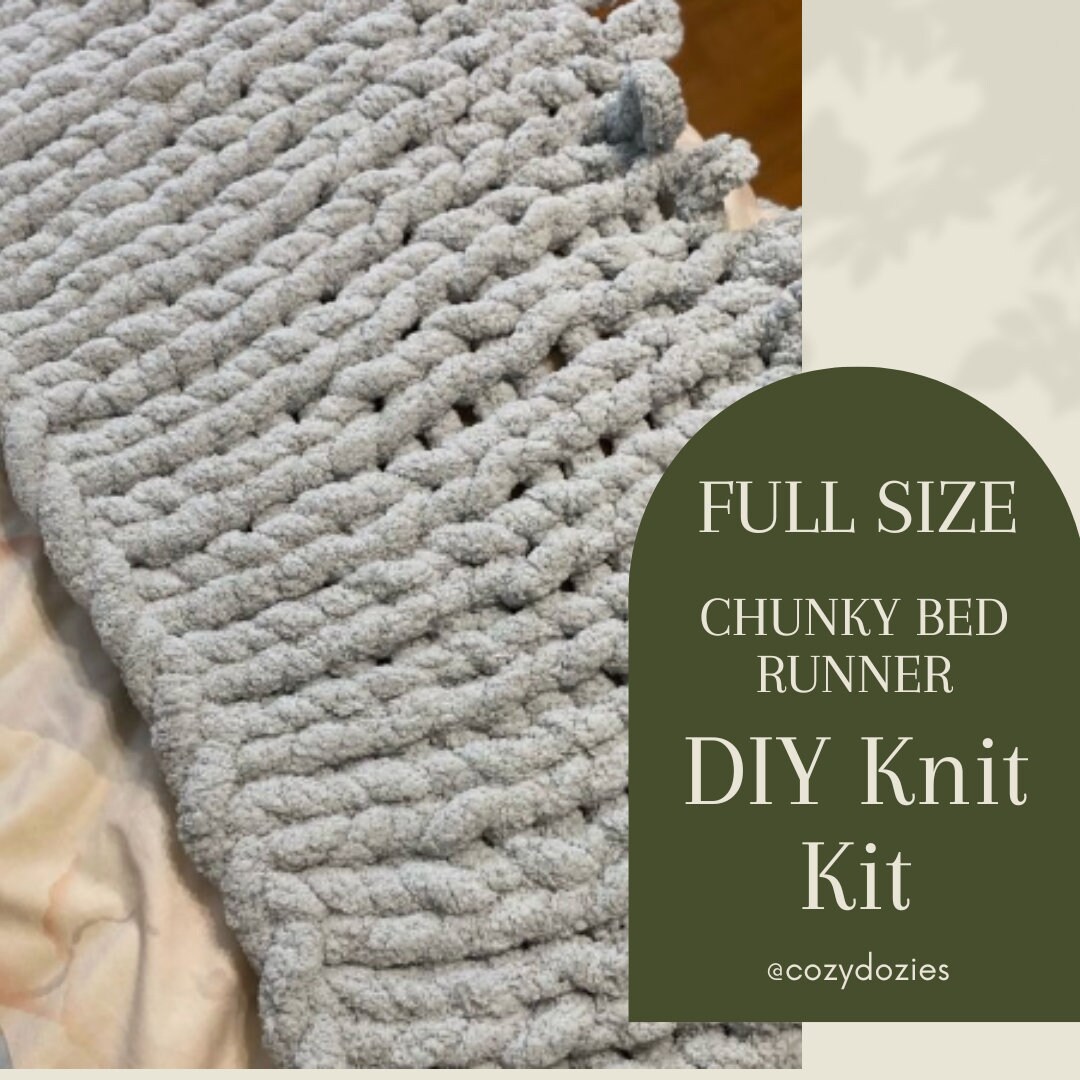 Chunky Knit Bed Runner DIY Kit: Full Size, Handmade Yarn & Instructions ...