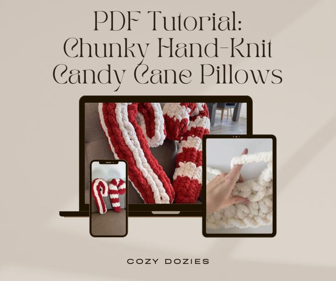Chunky Knit Candy Cane Pillows PDF Pattern: DIY Christmas Home Decor - Etsy