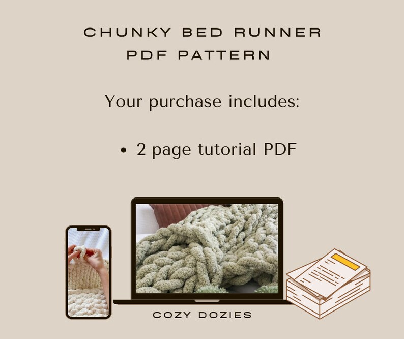 PDF Pattern Only: Chunky Knit Bed Runner ALL Bed Sizes Cozy Handmade ...