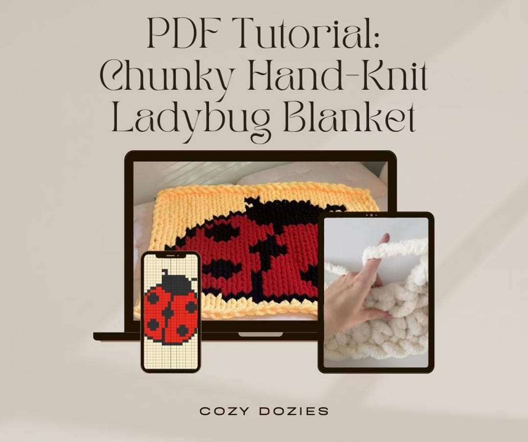 PDF Pattern Tutorial: Chunky Knit Ladybug Blanket Cozy Handmade Craft ...