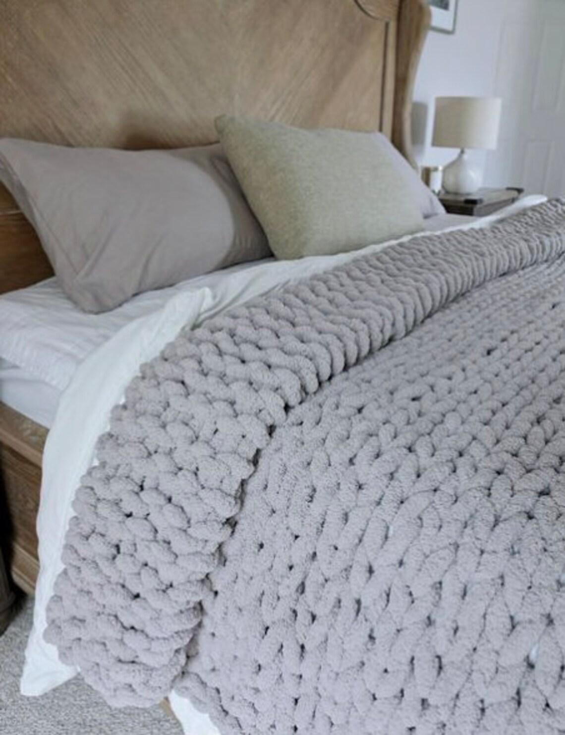 Queen Size Hand Knit Chunky Knit Blanket Soft Chenille Throw Christmas ...