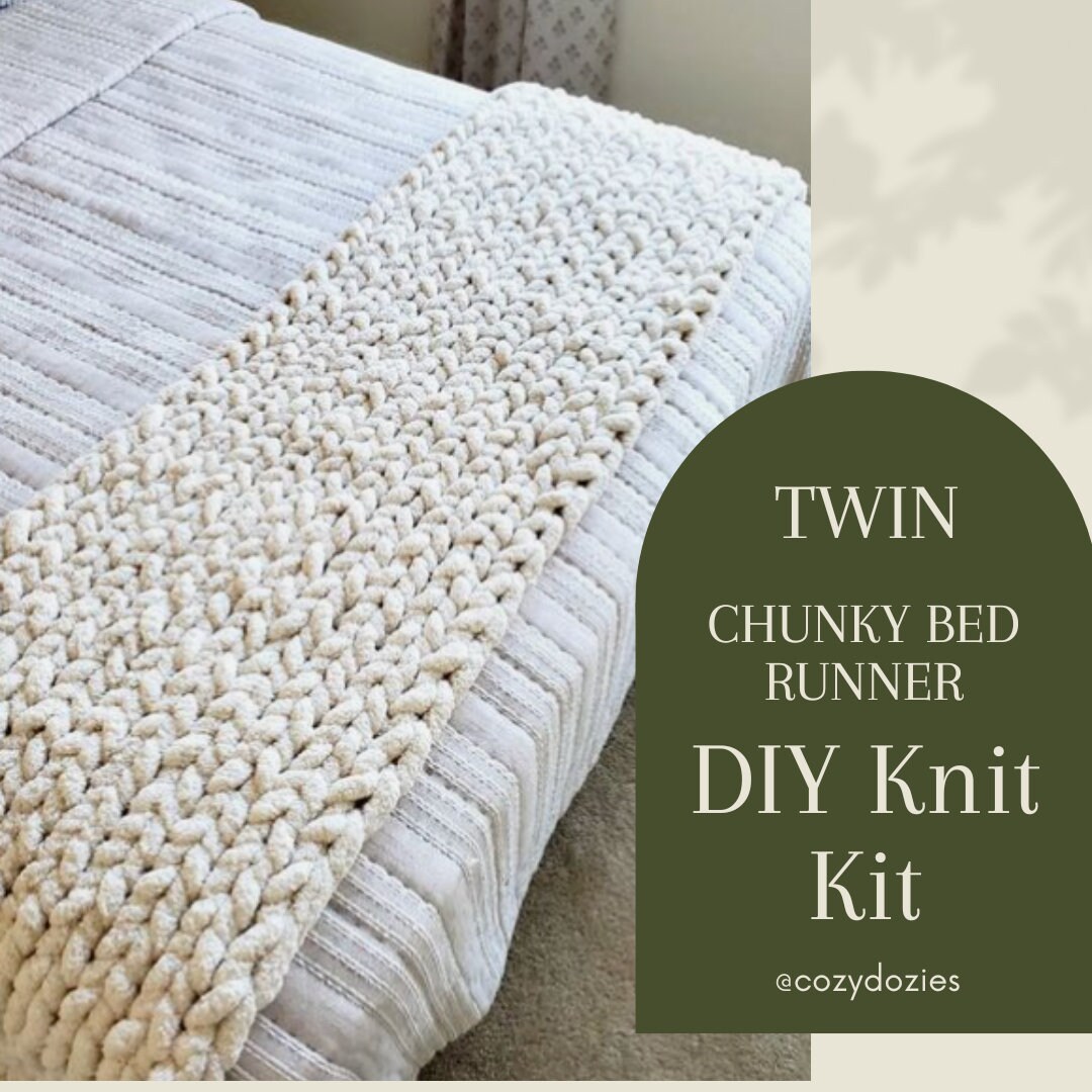 KNIT KIT Twin Size Bed Runner Chunky DIY | Crafting Comfort | Yarn ...