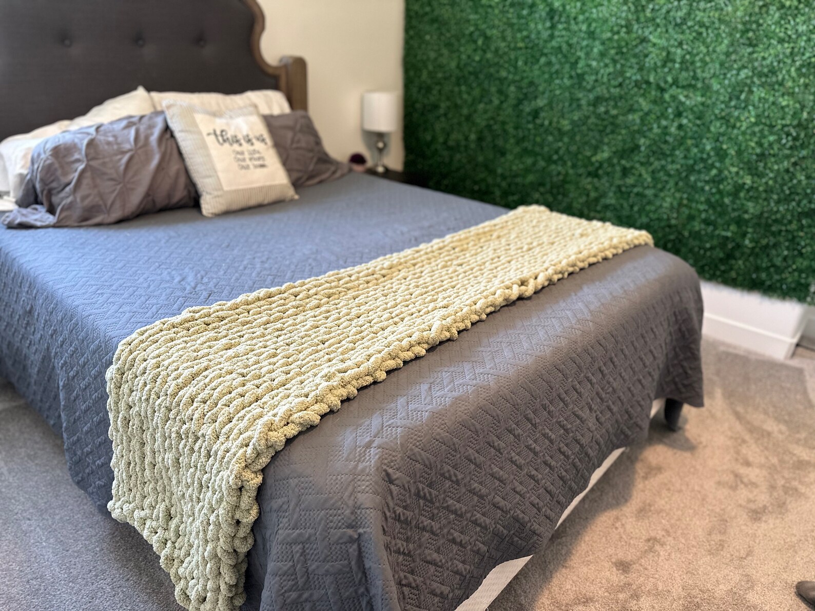 Twin Size Hand Knit Chunky Knit Bed Runner Blanket Soft Chenille Throw ...