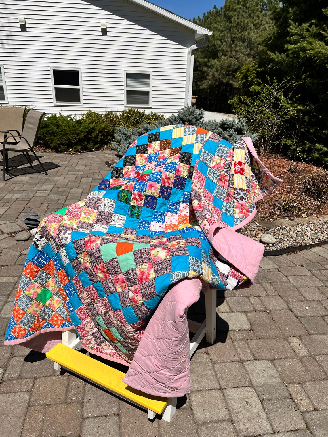 Vintage Hand Quilted Postage Stamp Quilt - Etsy