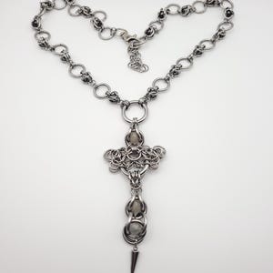 Fire Agate Chainmail Captive Bead Cross Necklace - Etsy