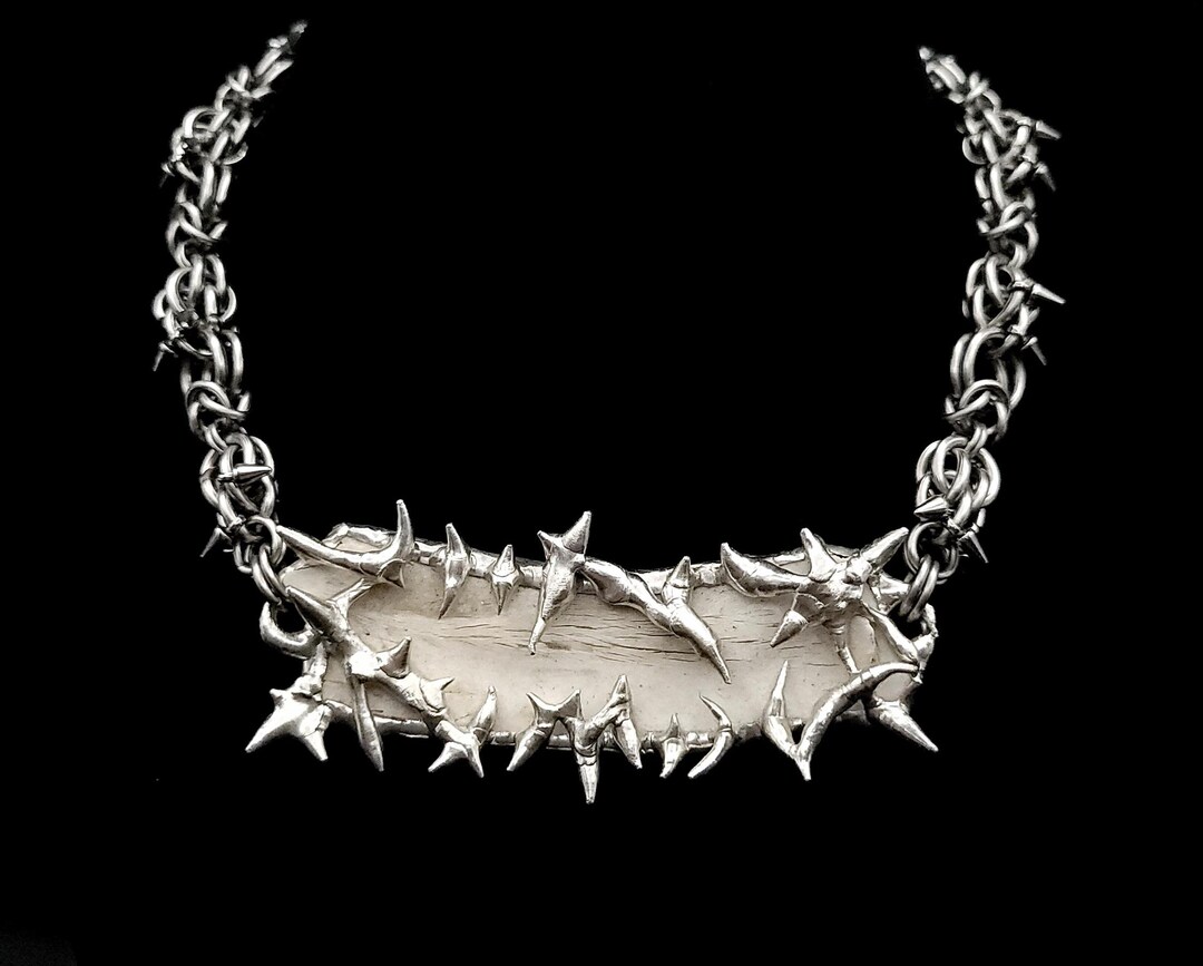 Briar Spikey Bone Liquid Metal Chainmail Necklace - Etsy