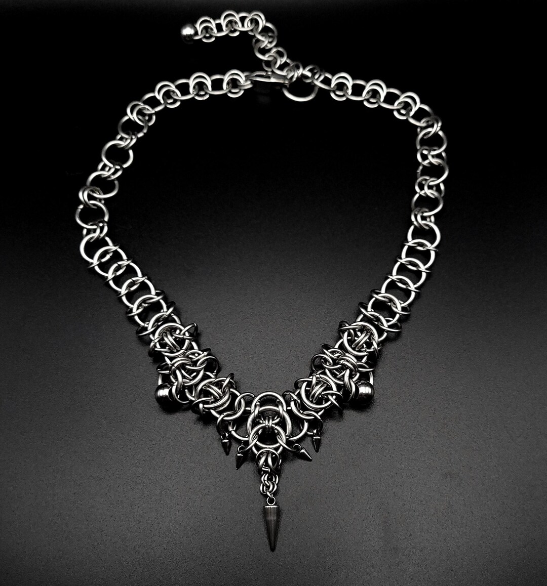 Pixane Chainmail Necklace Spikes - Etsy