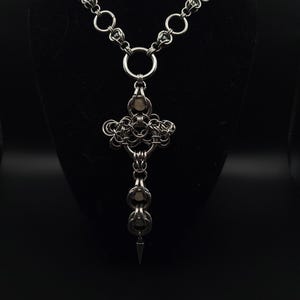 Fire Agate Chainmail Captive Bead Cross Necklace - Etsy