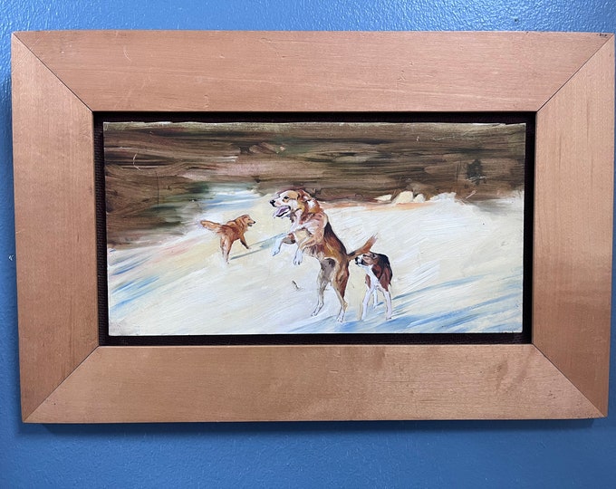 3 Dogs, Playing on the Beach, Oil Painting, Plein Air, Aristically ...