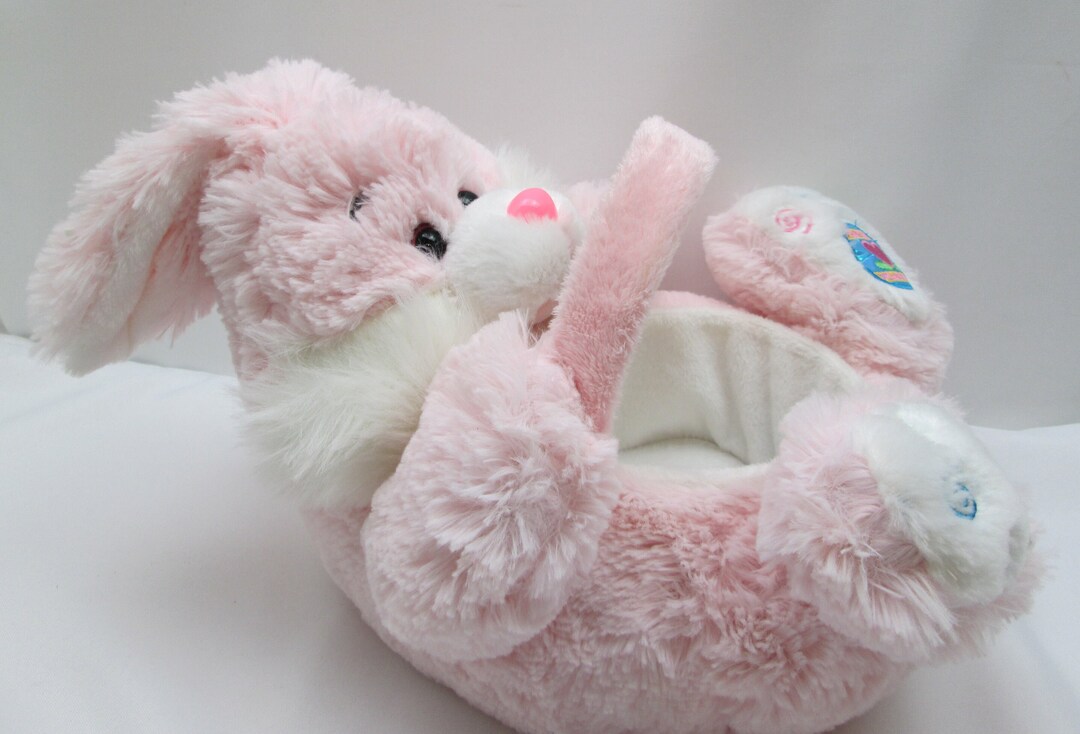 Pink & White Plush Easter Bunny Rabbit 10" H X 9" W Large Easter Basket ...