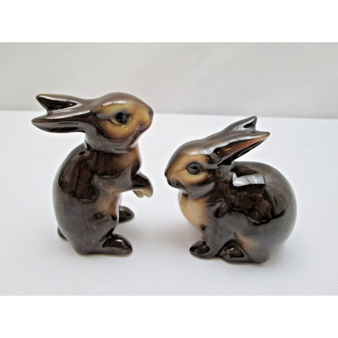 VTG Set of Two Goebel Brown Bunnies Rabbit Porcelain Figurines CE 297 W ...