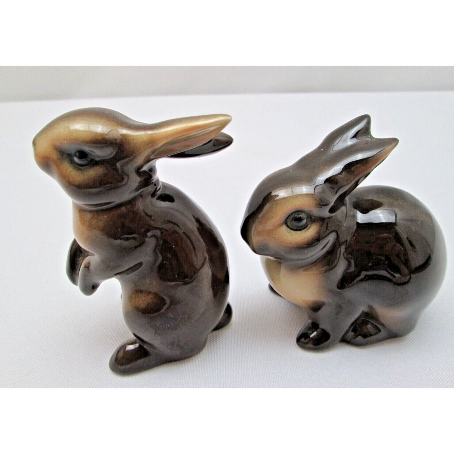 VTG Set of Two Goebel Brown Bunnies Rabbit Porcelain Figurines CE 297 W ...