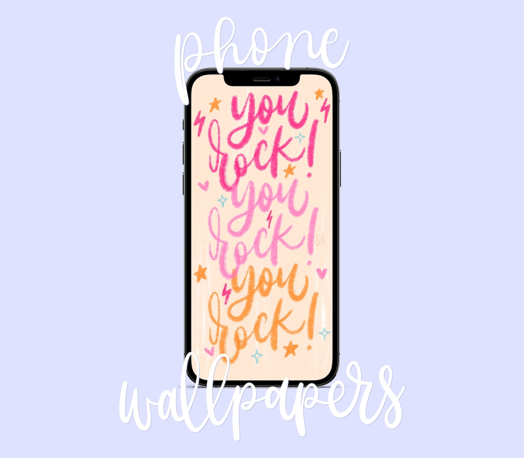 You Rock Phone Wallpapers / Stars and Hearts / Digital Download ...