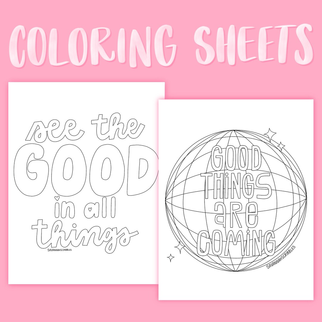 Inspirational Handlettered Coloring Sheets 4 Pack / Instant Download ...