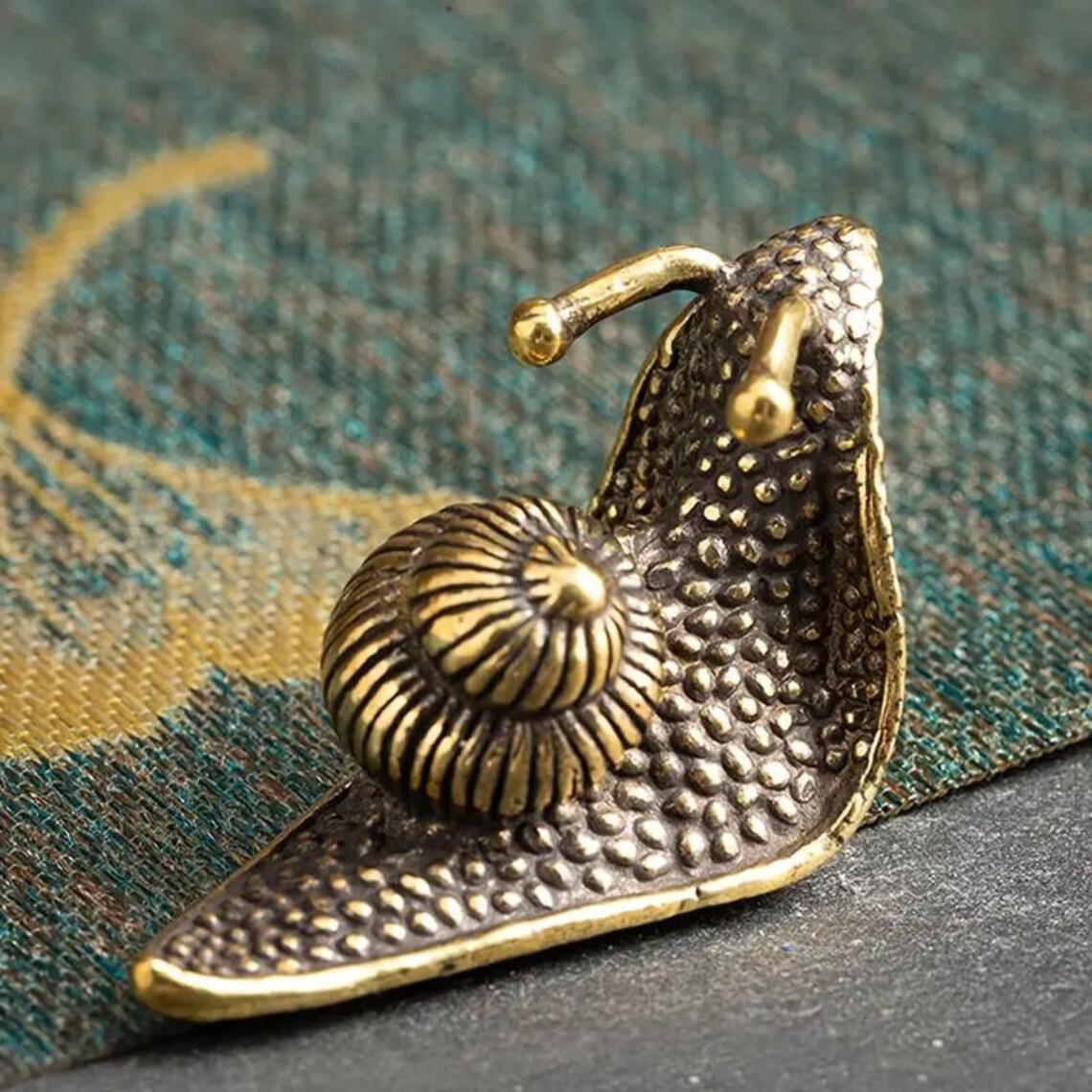 Two Brass Copper, Mini Snails Animal Ornaments, Antique Desk Copper Tea ...
