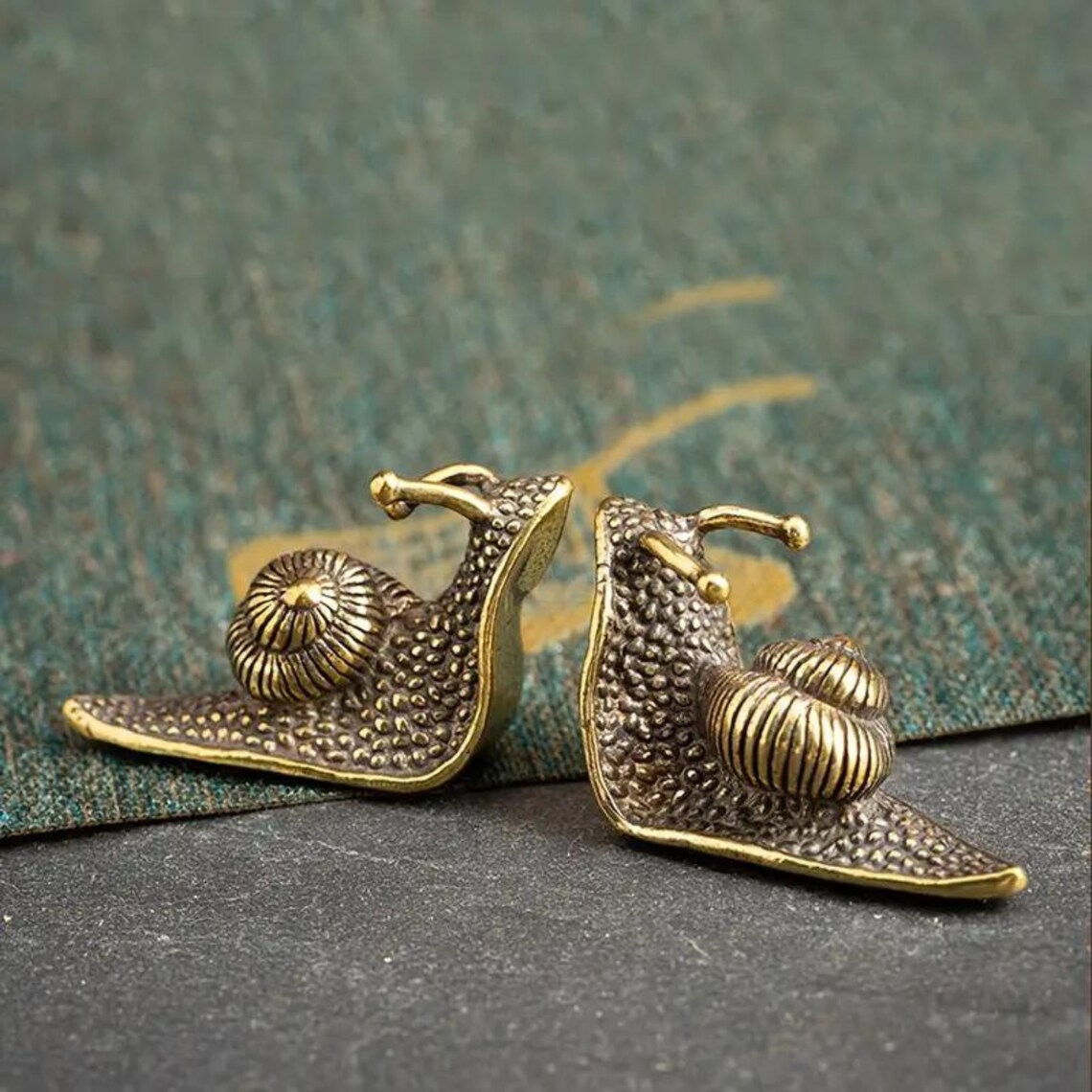Two Brass Copper, Mini Snails Animal Ornaments, Antique Desk Copper Tea ...