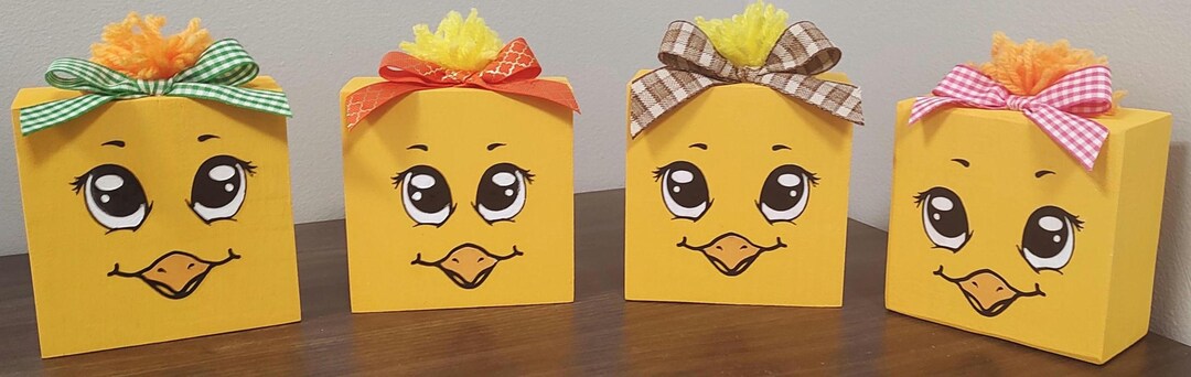 Farmhouse Easter Chick, Reclaimed Wood Block Decor, Shelf Sitter - Etsy