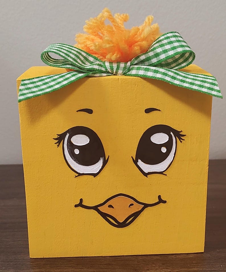 Easter Chick, Wood Block Chick, Spring Chicken, Shelf Sitter, Tray ...