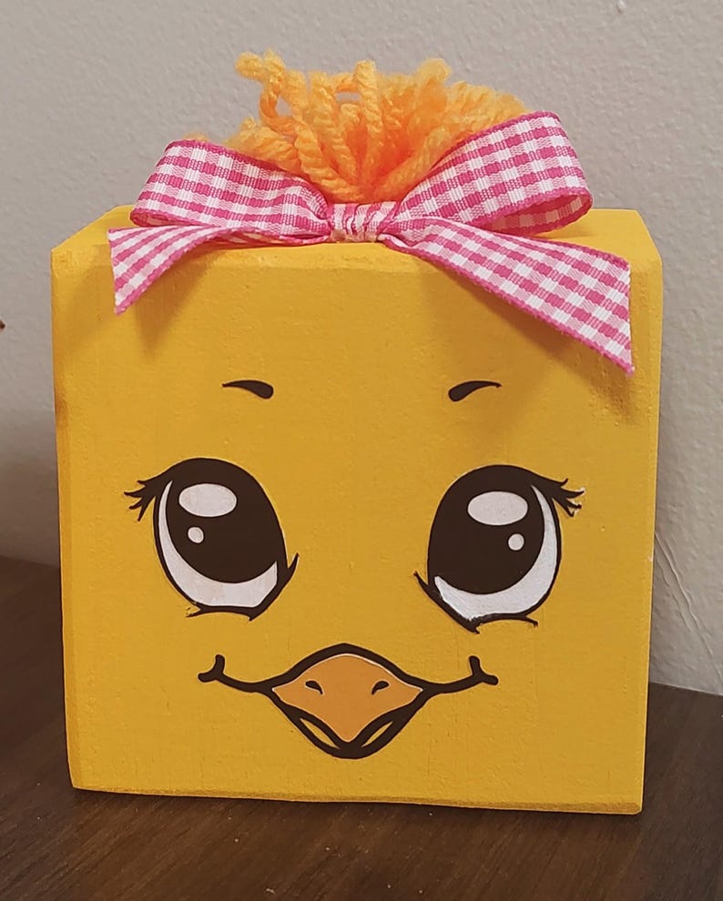 Easter Chick, Wood Block Chick, Spring Chicken, Shelf Sitter, Tray ...