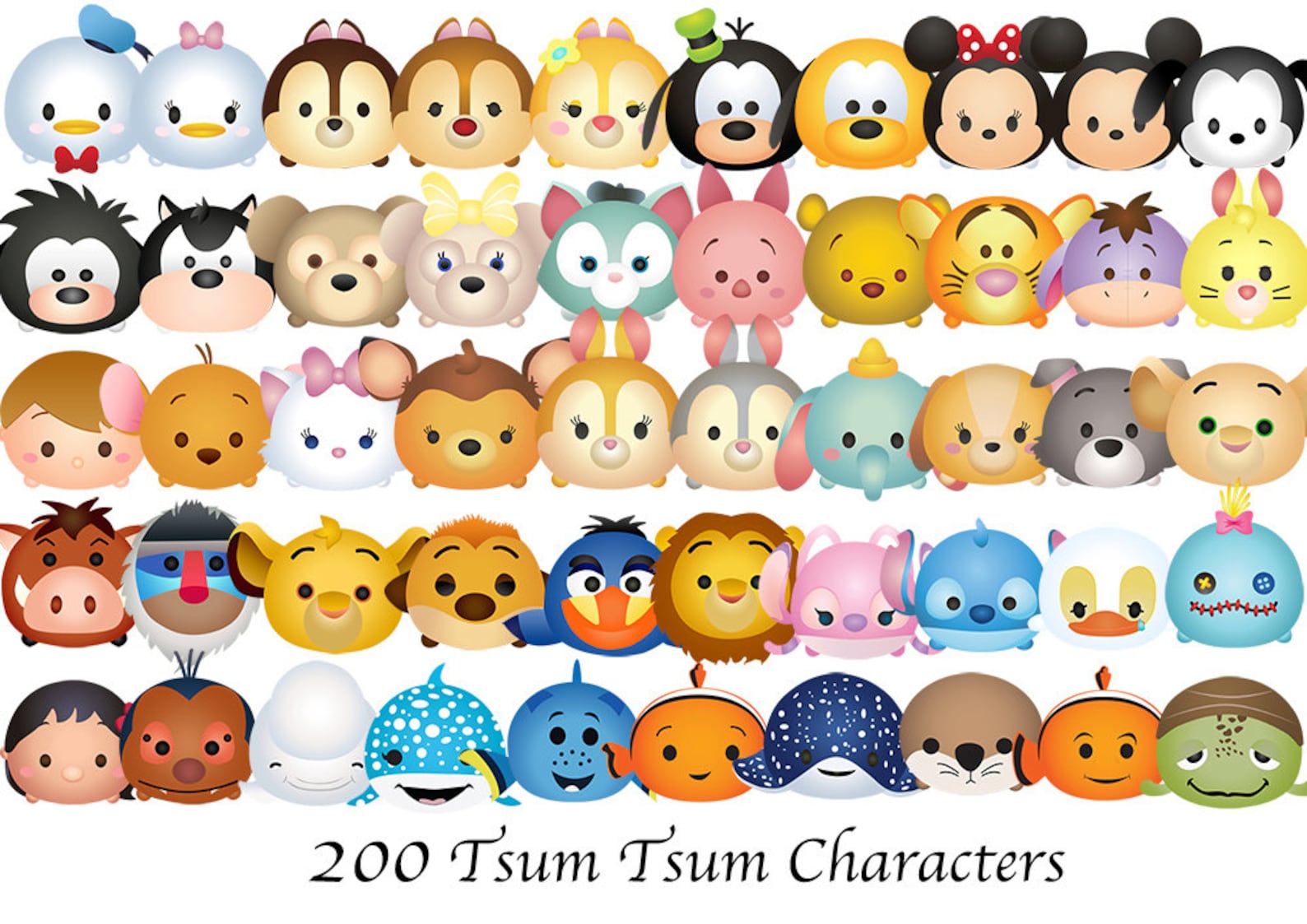 TSUM TSUM. 200 High Resolution Digital Clipart. Disney Tsum | Etsy