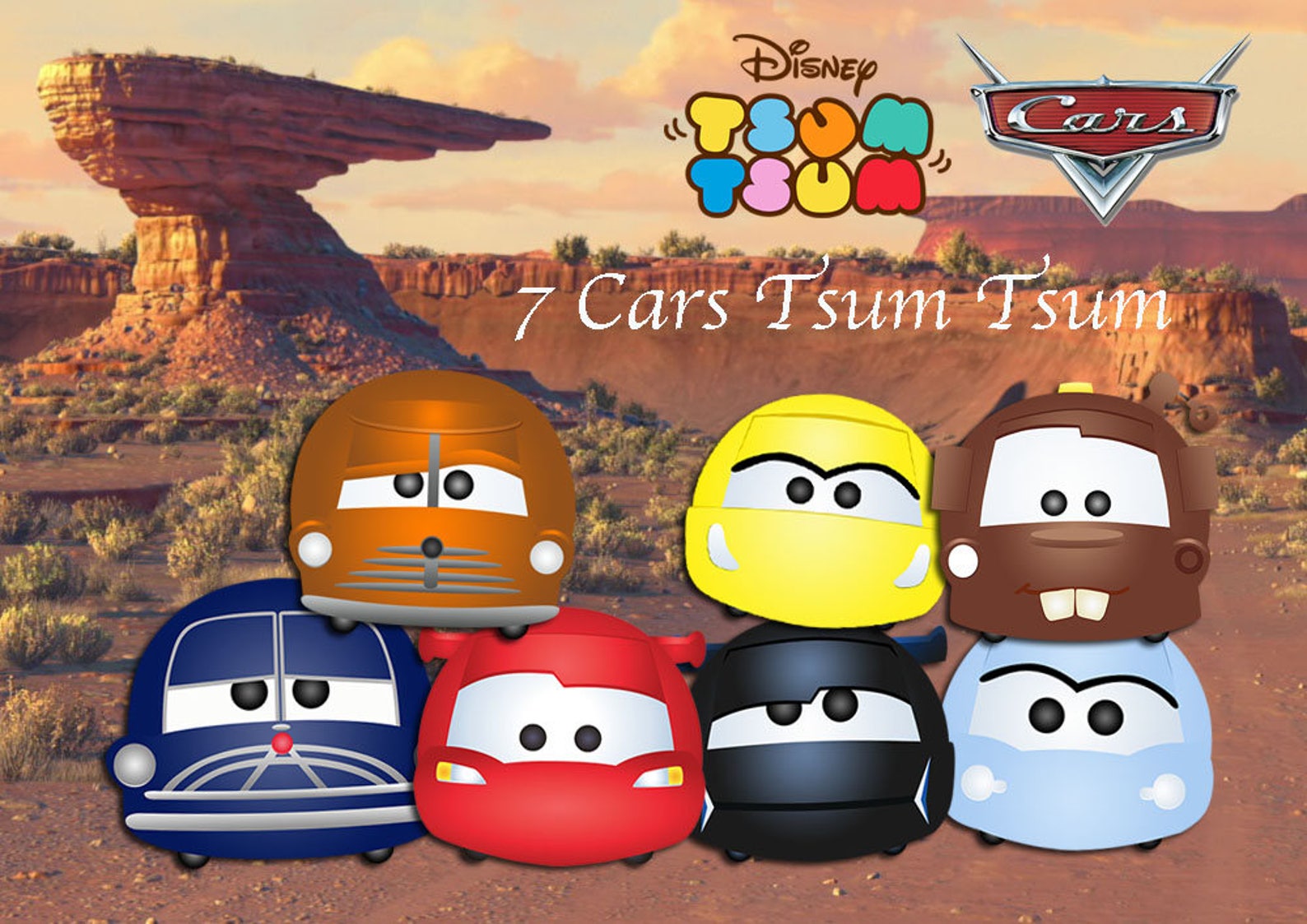 CARS TSUM TSUM. 7 High Resolution Digital Clipart. Cars Tsum | Etsy