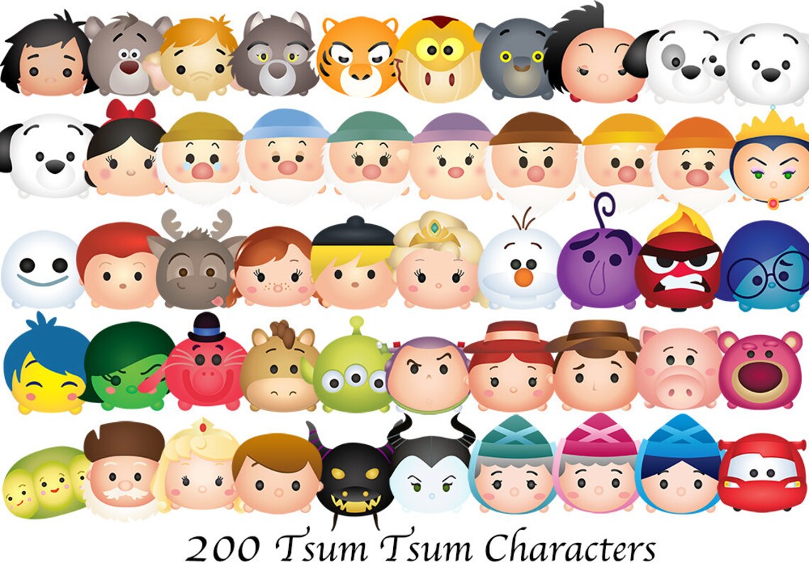 TSUM TSUM. 200 High Resolution Digital Clipart. Disney Tsum | Etsy