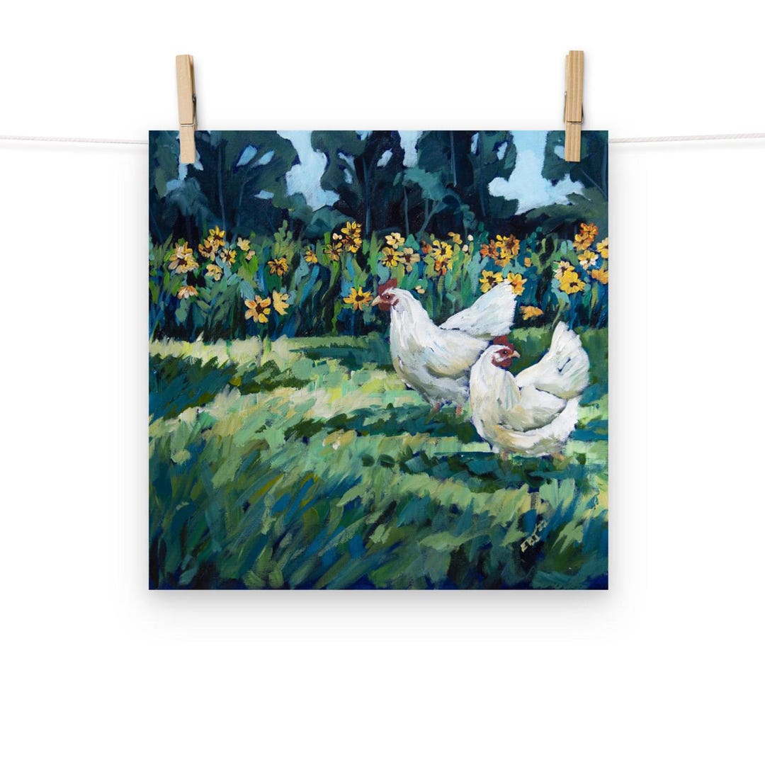 Hens in the Sunshine, Chicken Art, Impressionist Art Print, Modern ...