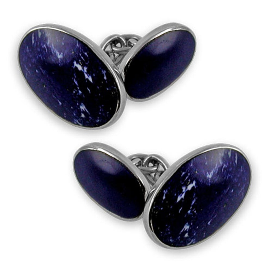 Sterling Silver Double Oval Lapis Cufflinks - Etsy