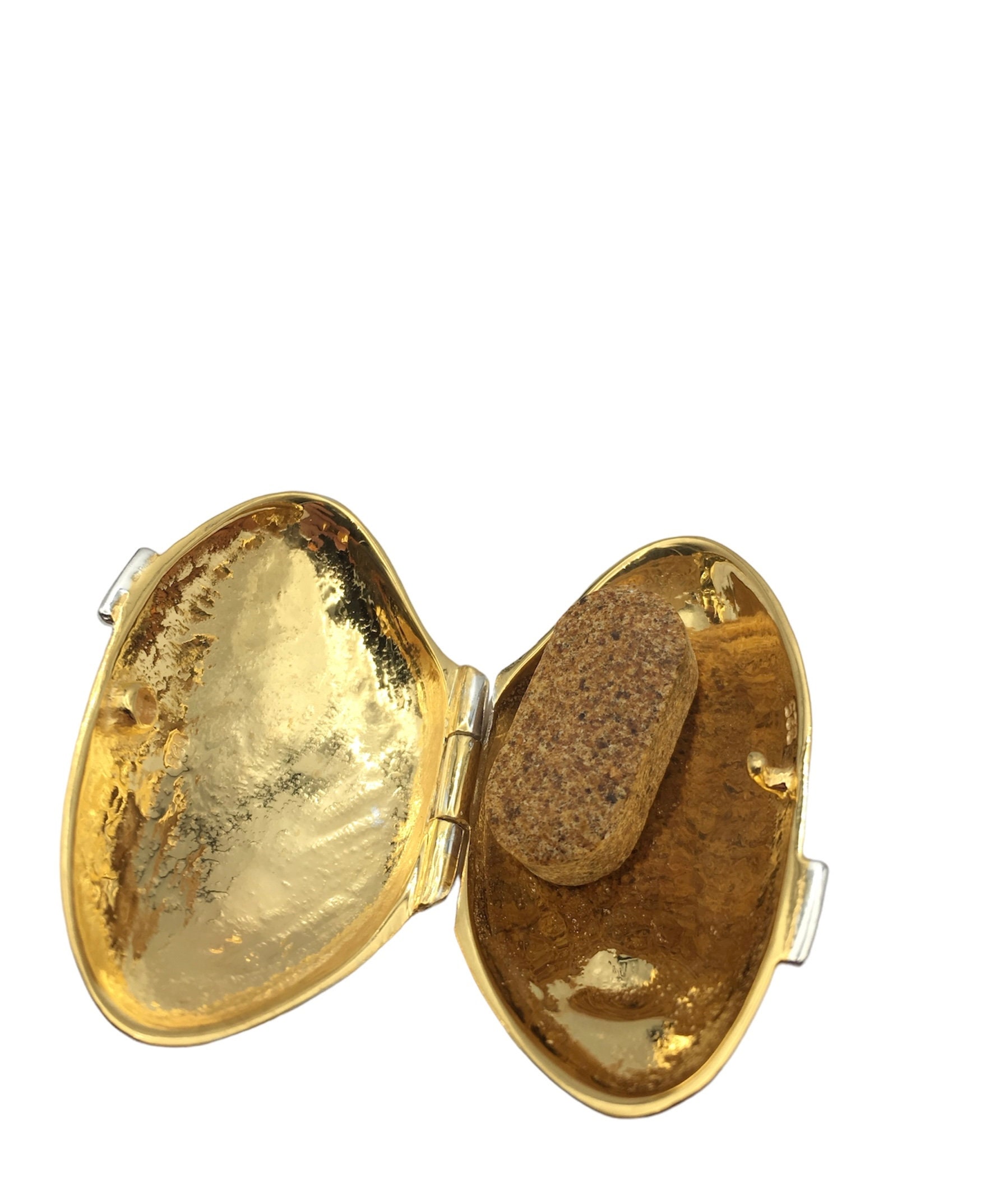 Beautiful Sterling Silver Clamshell Pill Box With Gold Plated Interior ...