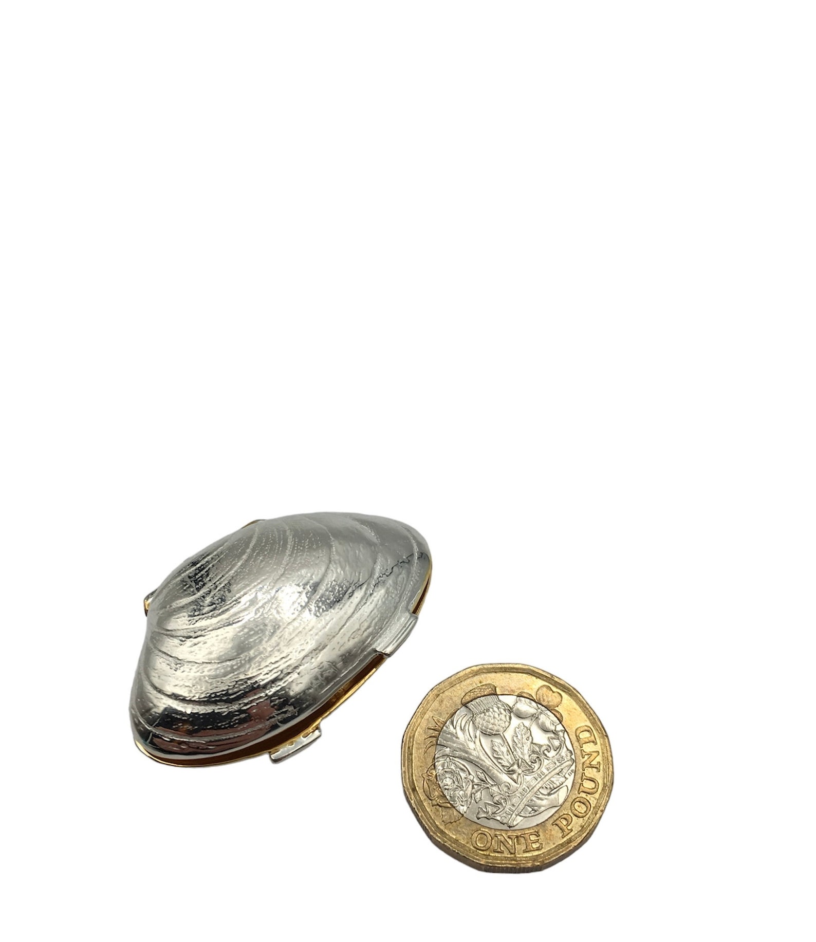 Beautiful Sterling Silver Clamshell Pill Box With Gold Plated Interior ...