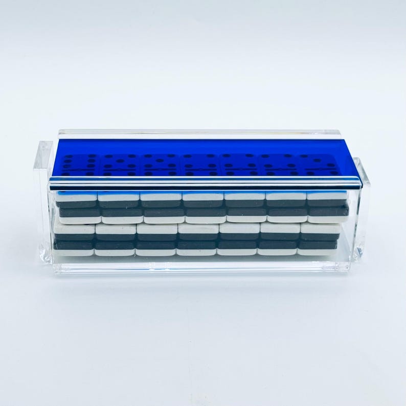 Modern Double Six Domino Set With Blue Lid - Etsy