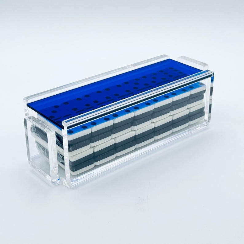 Modern Double Six Domino Set With Blue Lid - Etsy