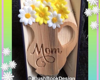 Mom Vase Flower Jug Book Folding Pattern Unique Gift | Etsy