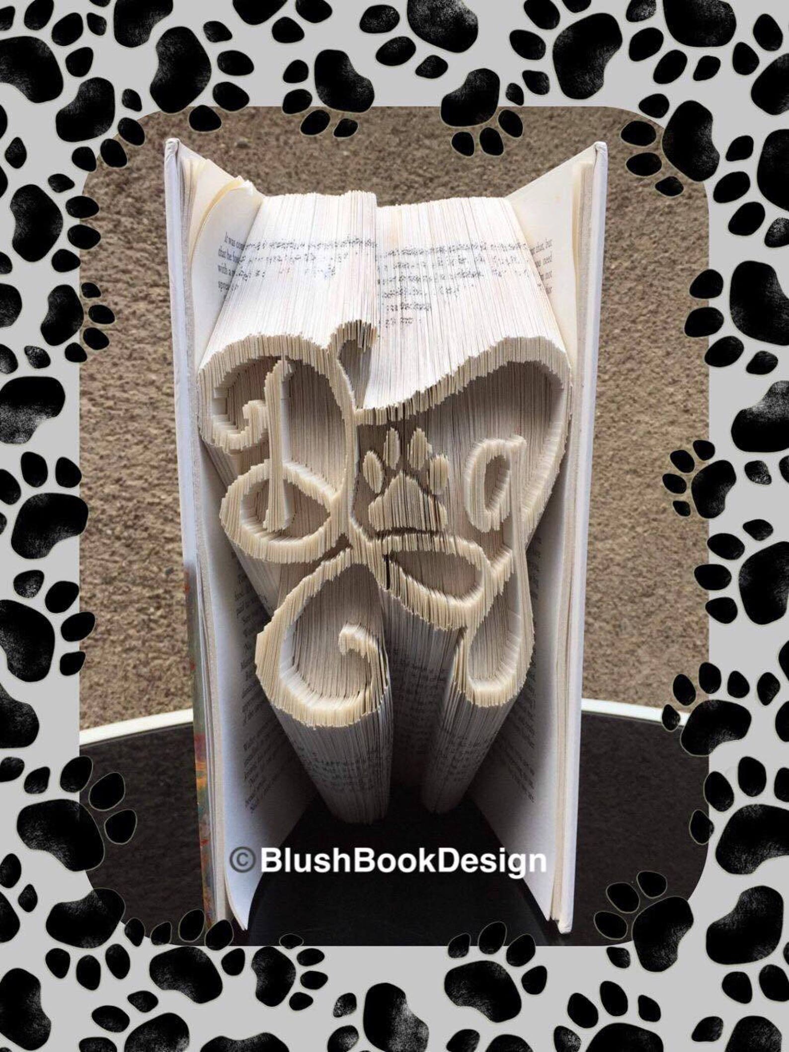 Dog With Paw Print Book Folding Pattern (combination Cut and Fold) Pdf ...