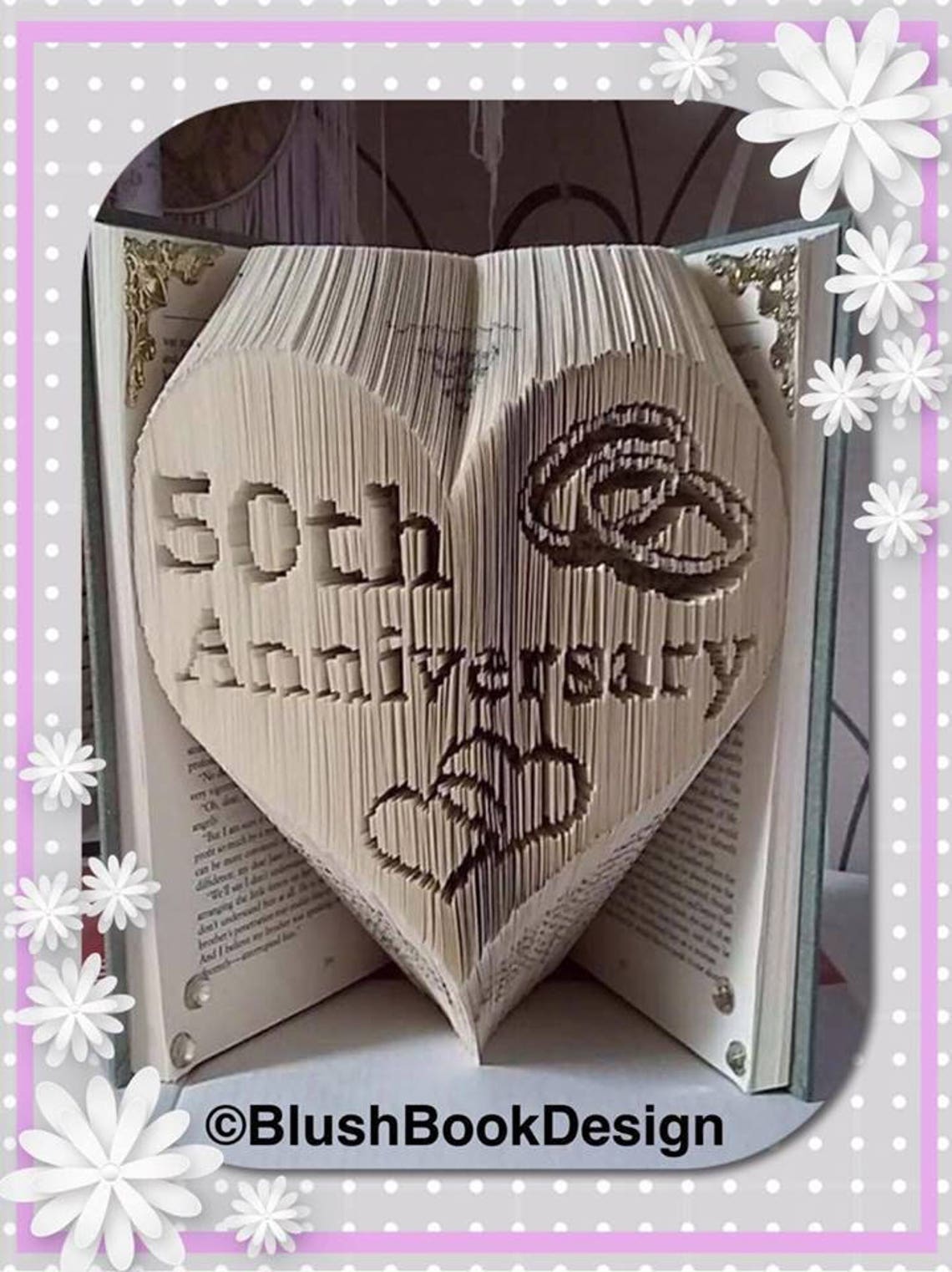 50th Anniversary Heart Book Folding Pattern Combi Method Unique Unusual ...