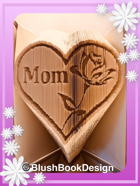 Mom in Heart With Rose Detail Book Folding Art Pattern Unusual | Etsy UK