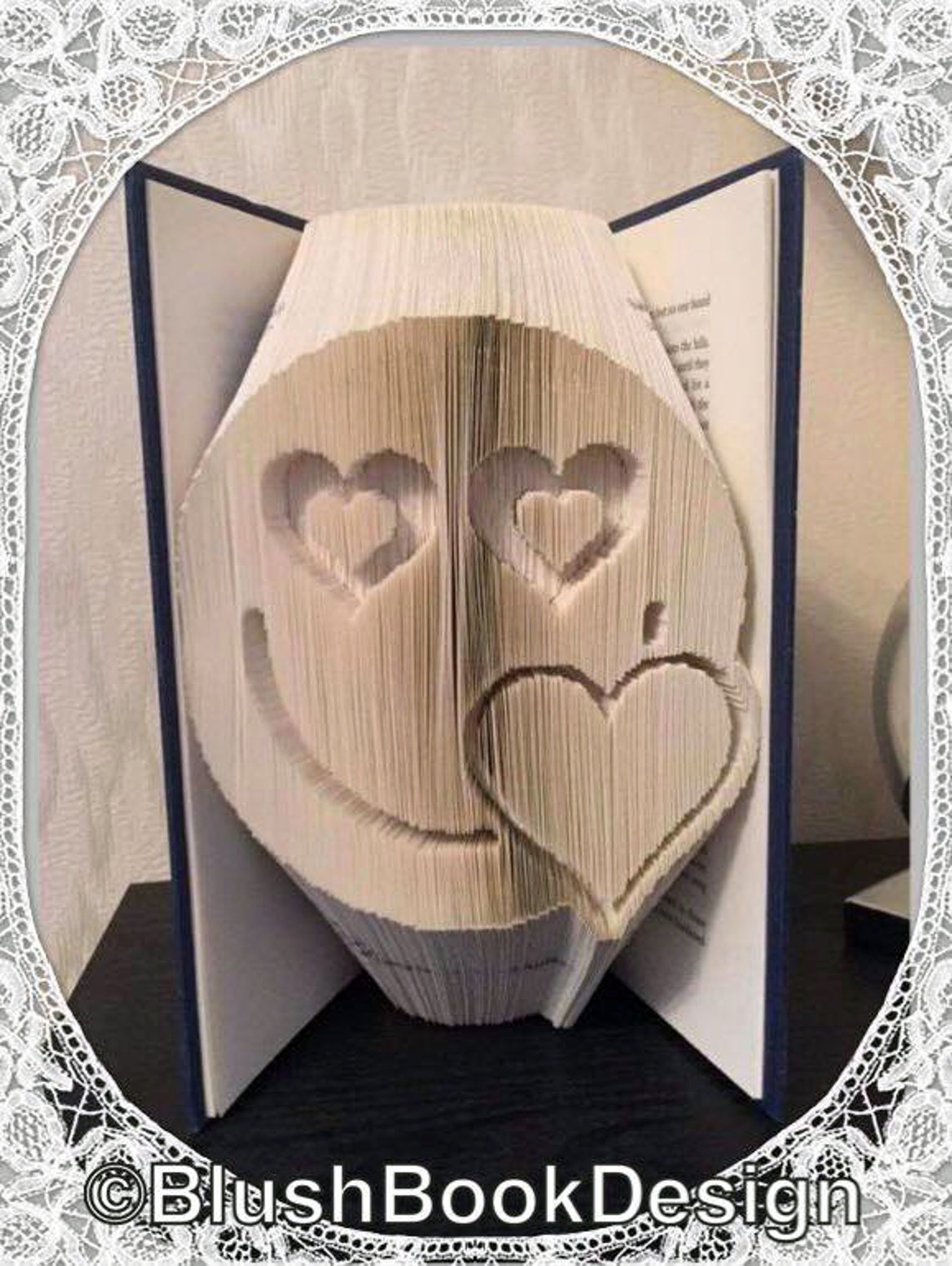 Heart Eyes Kissy Face Emoji Valentines Book Folding Pattern | Etsy