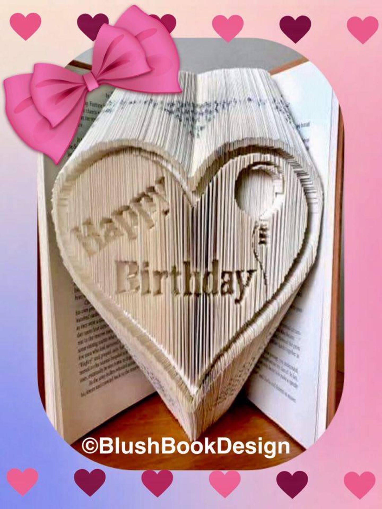 Happy Birthday Heart With Balloon Book Folding Art Pattern Unusual ...