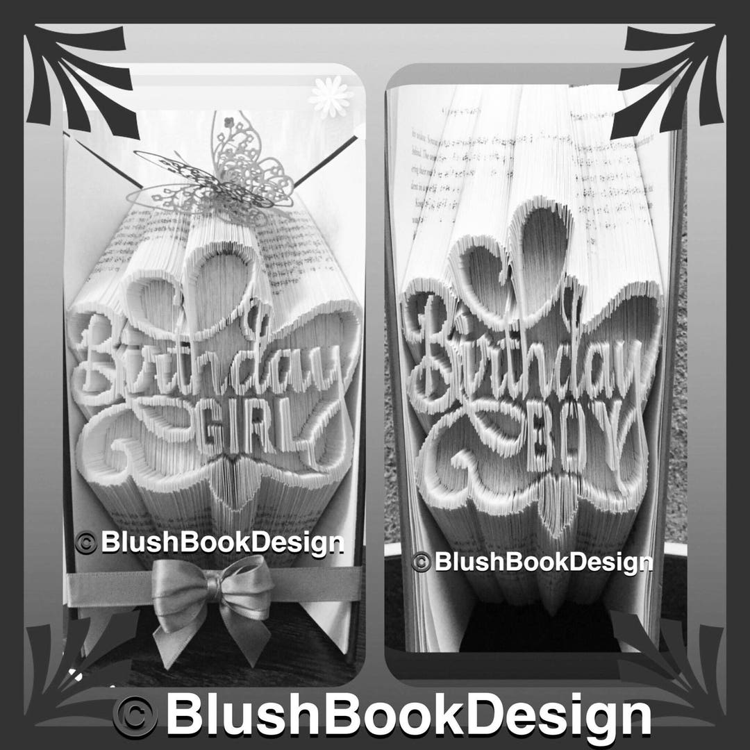 Birthday Boy and Birthday Girl Book Folding Pattern Double Pack ...