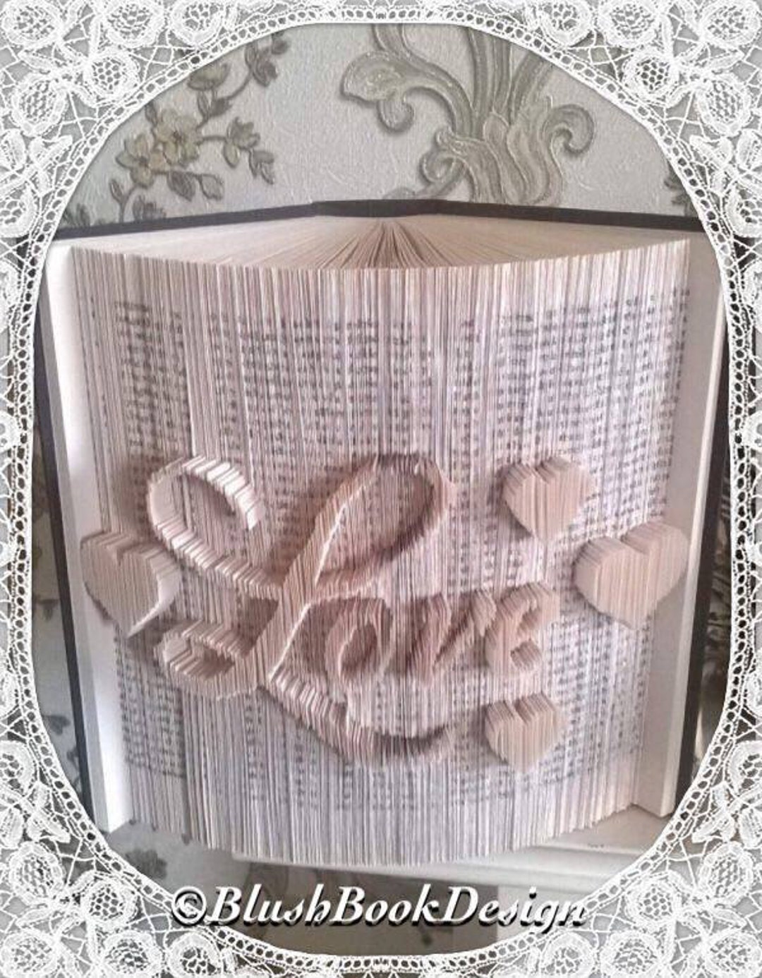 Love With Hearts Book Folding Art Pattern Unique Gift - Etsy