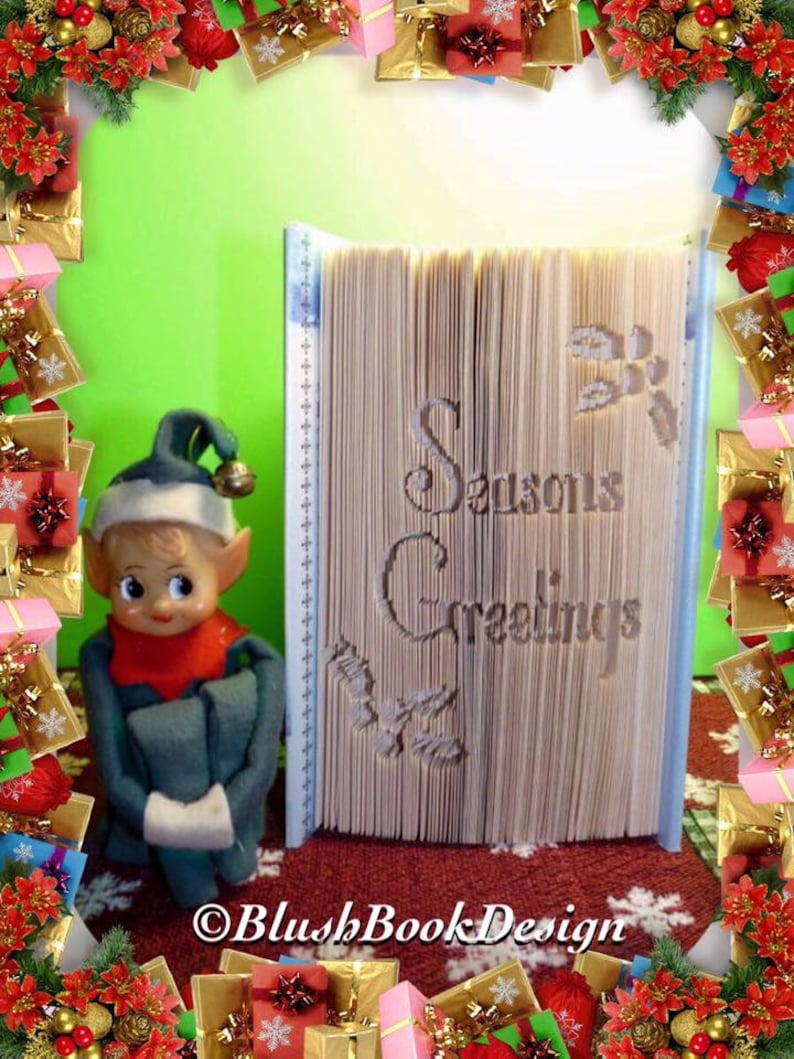 Seasons Greetings With Christmas Holly Book Folding Pattern - Etsy UK