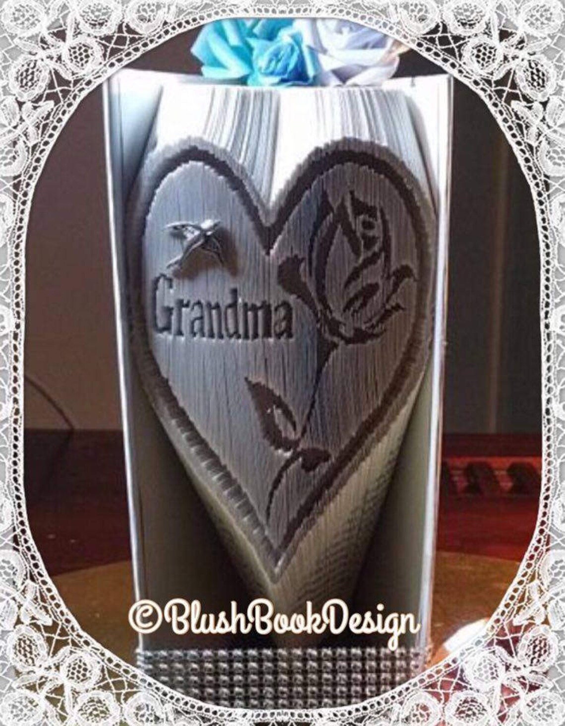 Grandma Heart With Rose Detail Book Folding Art Pattern - Etsy UK