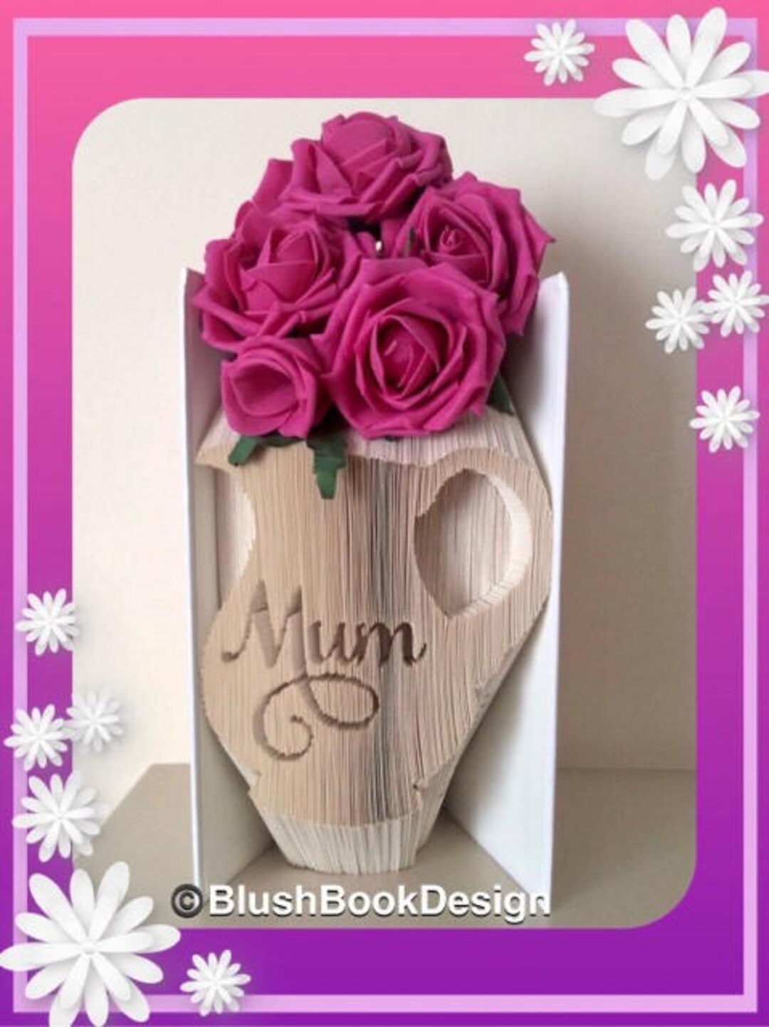 Mum Vase Flower Jug Book Folding Pattern Unique Gift Combination Method ...