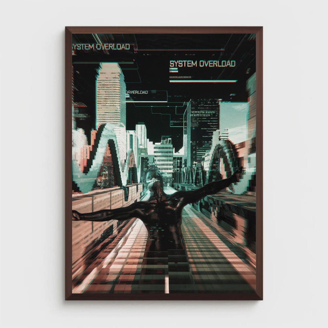 Cyberpunk Wall Art System Overload Poster, Digital Dystopia Print ...
