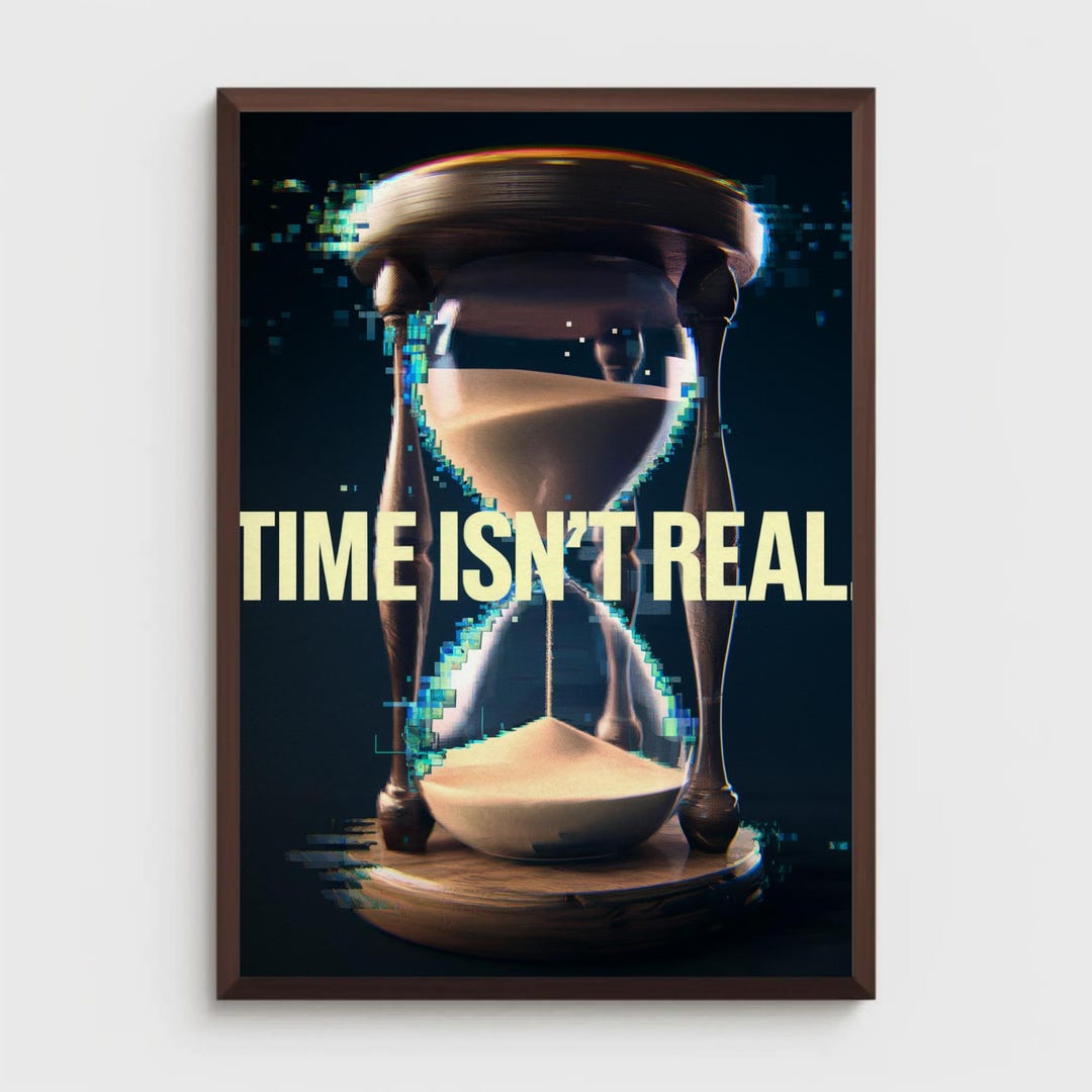 Time Isn't Real Wall Art, Hourglass Digital Glitch Art Print, Modern ...