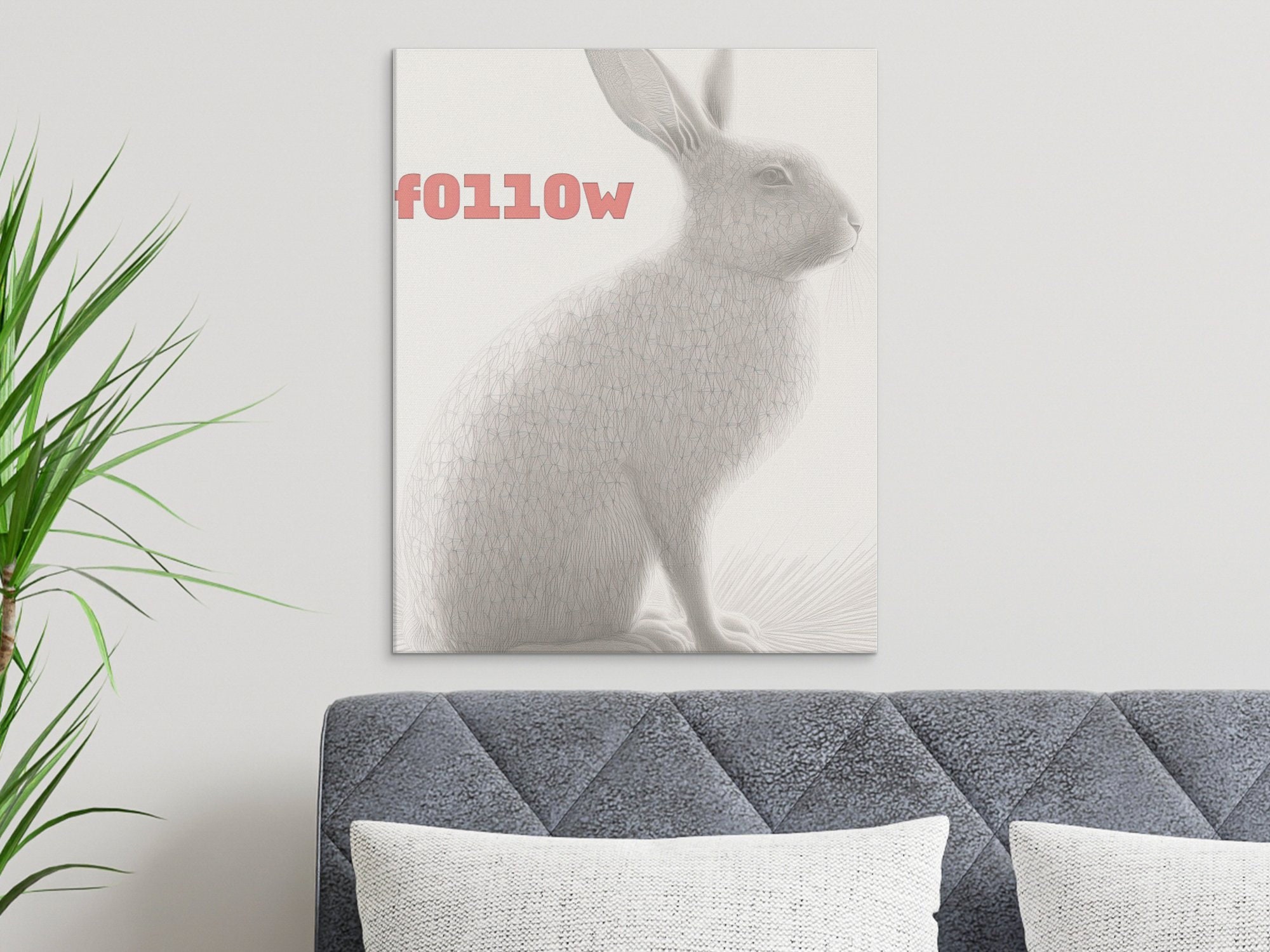 White Rabbit Wall Art Minimalist Sci-fi Movie Artwork Follow - Etsy