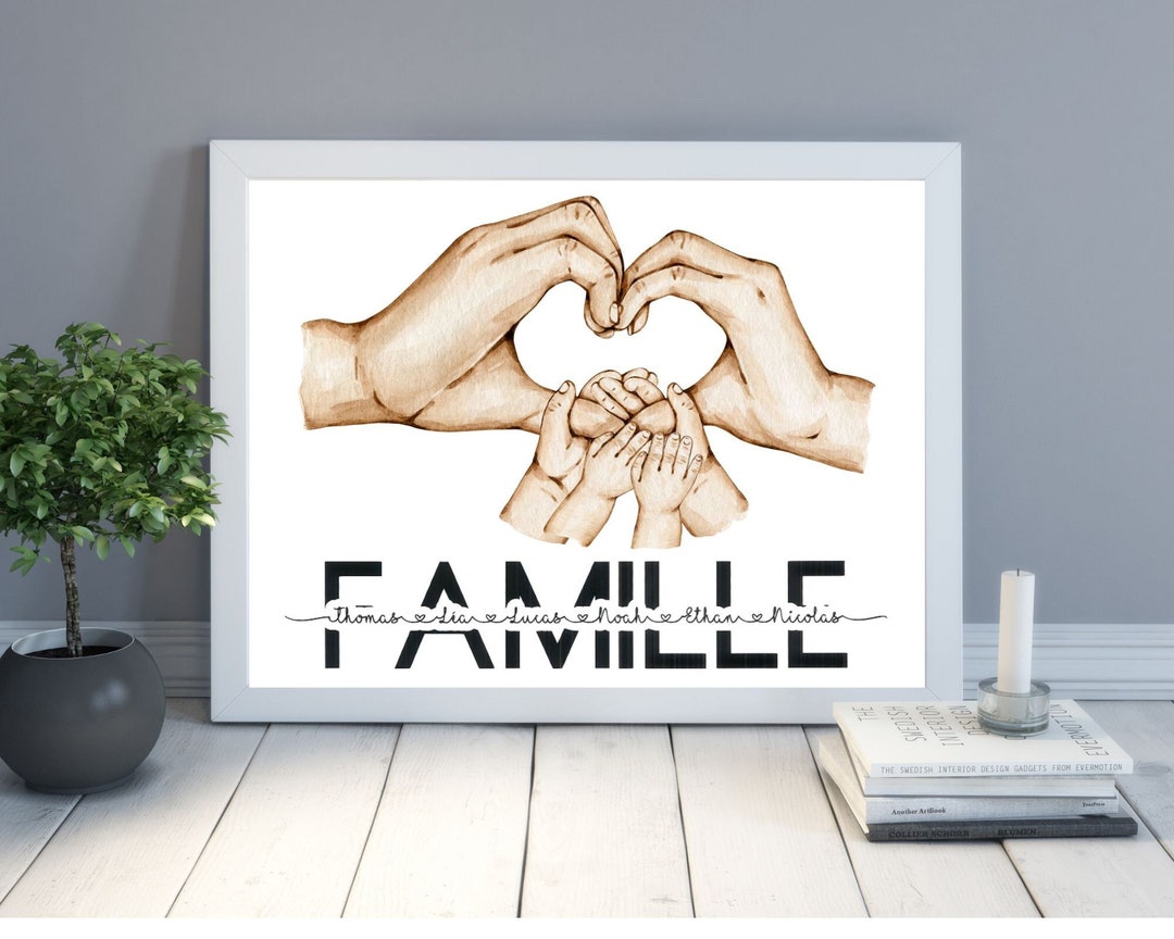 Family Poster 4 Children A4 to Personalize Gift Ideas - Etsy